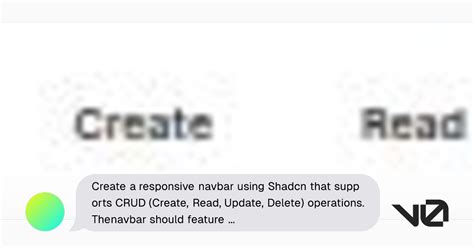 create a responsive navbar using shadcn that supports crud create