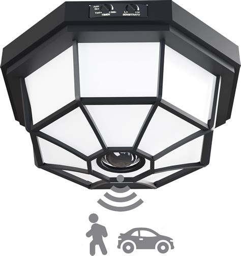 Tivleed Outdoor Flush Mount Motion Sensor Ceiling Light Black Finish