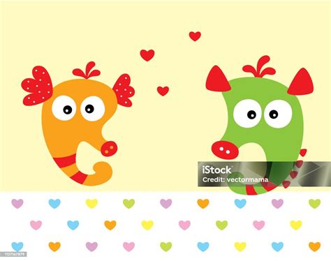 귀여운 해 마 커플 발렌타인의 날 인사말 카드 벡터 0명에 대한 스톡 벡터 아트 및 기타 이미지 0명 귀여운 기념일