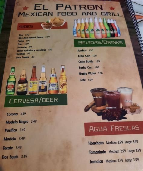 Menu At El Patron Mexican Grill Restaurant New London