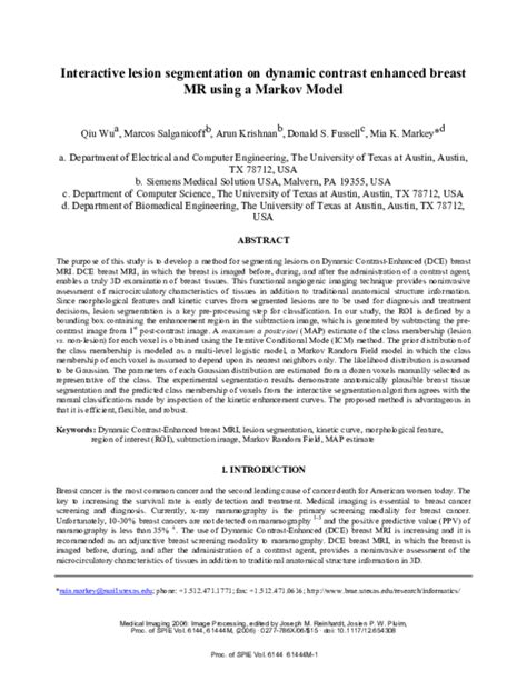 Pdf Interactive Lesion Segmentation On Dynamic Contrast Enhanced