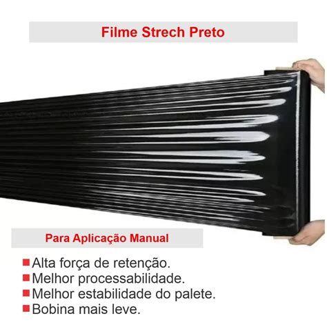 Filme Strech Tubo Rolo 500X25 Para Paletização Cargas Preto