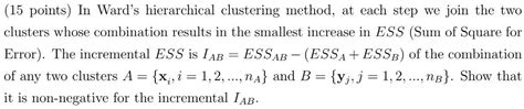 solved 15 points in ward s hierarchical clustering method