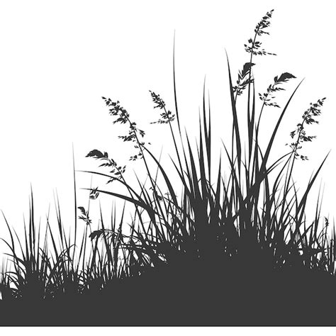 Silhouette Grass Natural Plant As Background Black Color Only Premium