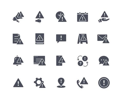 Premium Vector Warning Icons Black Set Ui And Ux Design Interface For Mobile Applications And