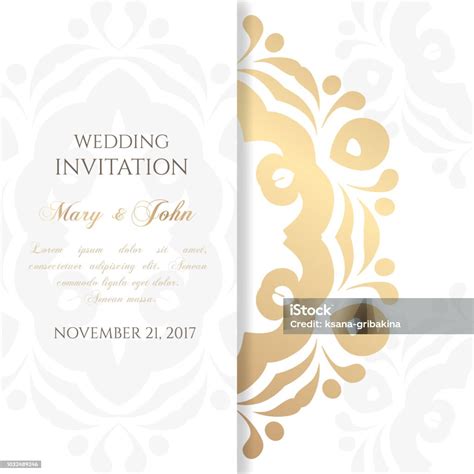 결혼식 초대장 서식 파일이입니다 장신구와 흰색 배경 디자인을 커버 복사 공간 벡터 장식 카드입니다 0명에 대한 스톡 벡터 아트 및 기타 이미지 Istock