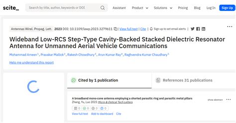 Citation Report Wideband Low Rcs Step Type Cavity Backed Stacked Dielectric Resonator Antenna