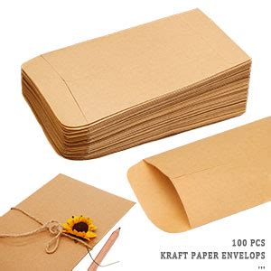 nuoshen 100 Stück Samentüten 6x10 cm Kleine Braune Flachbeutel Mini