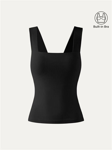 Square Neck Ribbed Tank Top Oglmove