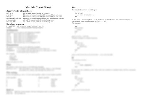 Solution Matlab Cheatsheet Studypool