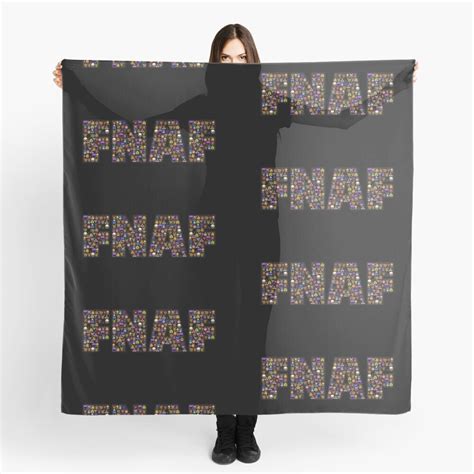 Five Nights At Freddys Pixel Art Fnaf Typography Black Bg Scarf