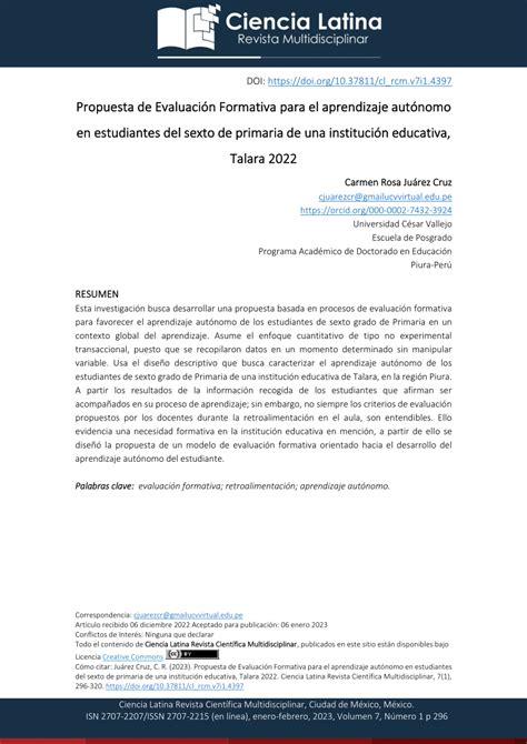 PDF Propuesta de Evaluación Formativa para el aprendizaje autónomo en