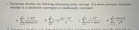 Determine Whether The Following Alternating Series