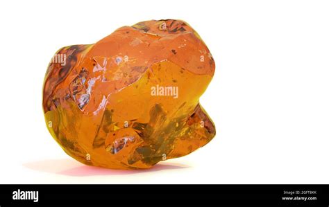 Amber Fossilized Tree Resin Isolated With Shadow On White Background