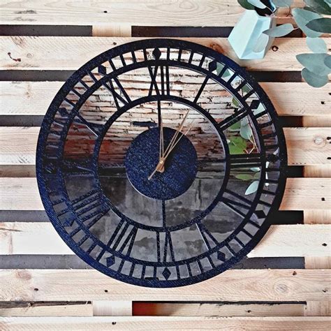 Mirrored Wall Clock Etsy