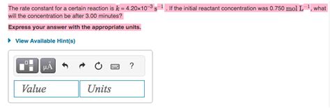 Solved Part B A Zero Order Reaction Has A Constant Rate Of