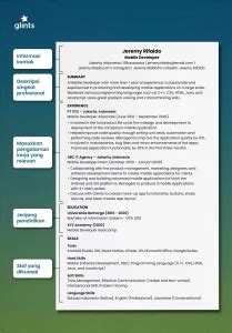 CV Mobile Developer Tips Menyusunnya Plus Template Gratis