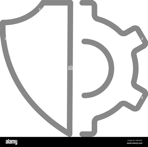 Protective Shield With Gear Line Icon Security System Settings Configuration Stock Vector