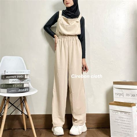 Jual Kiyana Cirebon Cloth Velia Overall Jumsuit Korean Long Jumpsuit Pakaian Wanita Tanpa