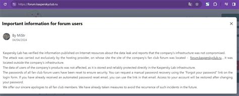 57000 Kaspersky Fan Club Forum User Data Leaked In Hosting Breach