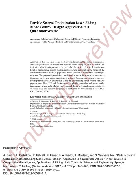 pdf particle swarm optimization based sliding mode control design