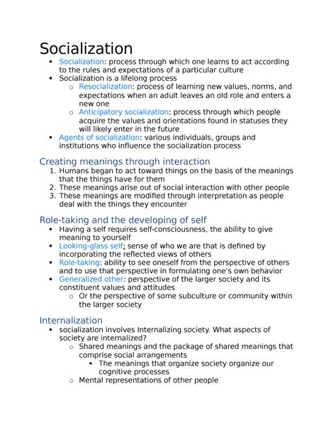 Socialization Professor Schweingrubers Class Fall Of 2021