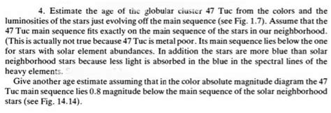 4 Estimate The Age Of The Globular Cluster 47 Tuc
