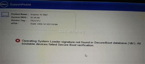 FIX Dell Laptop Operating System Loader Signature Not Found Invalid Solved WinTips Org