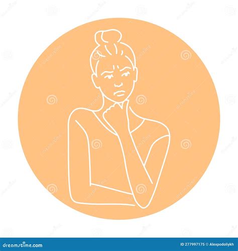 Sad Girl In Despair Color Line Illustration Stock Vector Illustration