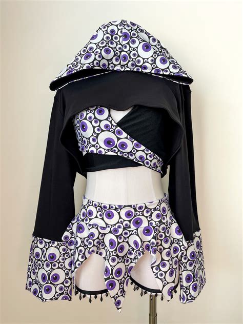 Googly Eyes Trippy Pixie Trippy Asymmetrical Top And Skirt Set