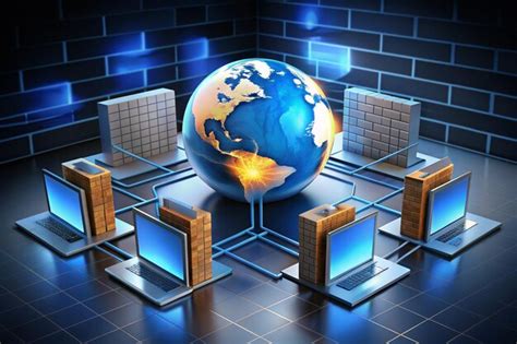 Securing Networks 3d Illustration Of Global Firewall Protection