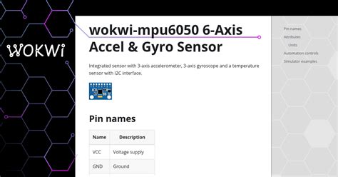 Wokwi Mpu6050 6 Axis Accel And Gyro Sensor Wokwi Docs