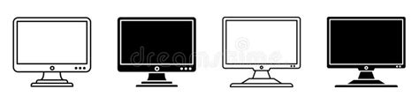 Computer Icons Versions Set In Black Flat And Line Style Stock Vector Illustration Of Office