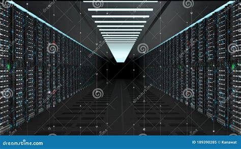Digital Data Network Servers In A Server Room Of A Data Center Or Isp