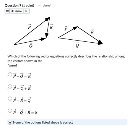 Solved Question 7 1 ﻿point Which Of The Following Vector
