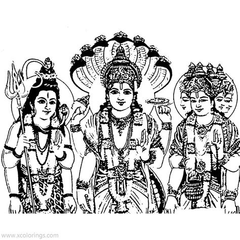 Lord Shiva Coloring Pages With Brahma And Vishnu
