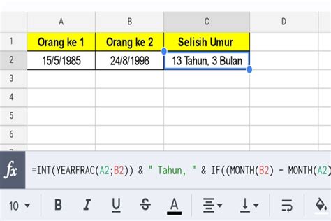 Cara Mengetahui Selisih Umur Di Excel Dengan Mudah Gammafis Blog