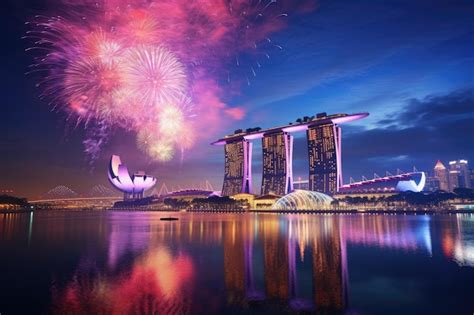 Premium Ai Image Fireworks At Marina Bay Sands Marina Bay Sands Is An