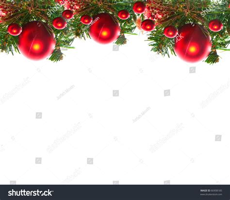 Border Red Christmas Garland Baubles Ribbons Stock Photo 66908185