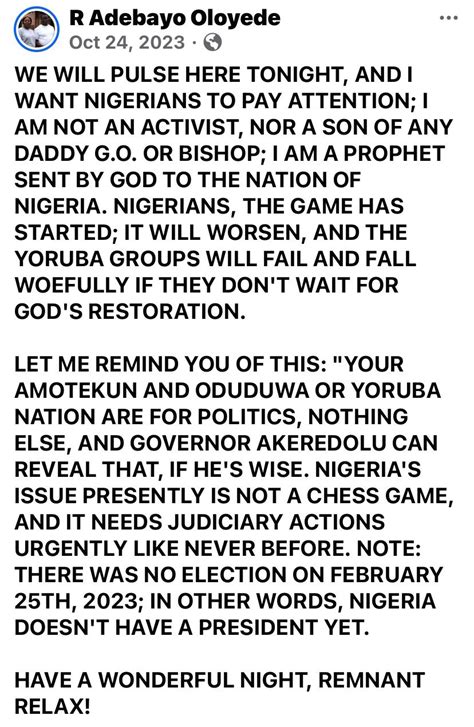 R Adebayo Oloyede On Linkedin Nigerians Stay Away From Street Protests