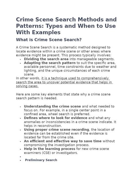 Crime Scene Search Methods And Patterns Pdf Crime Scene