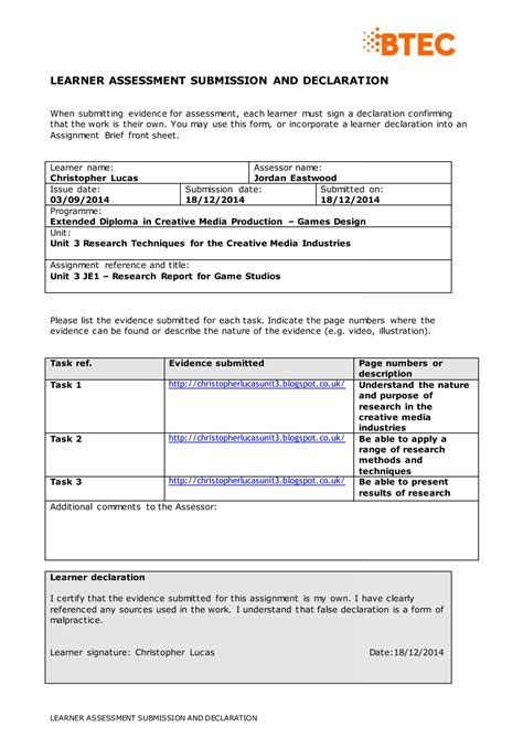 Learner Assessment Submission Declaration Docx