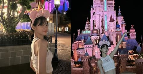 김채원 수학여행 왔나 봐” 민소매 크롭탑 그라데이션 미니스커트 놀이공원 패션 스타와 패션