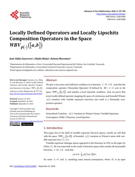 PDF Locally Defined Operators And Locally Lipschitz Composition