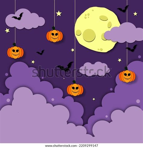 Halloween Banner Party Invitation Background Night Stock Vector