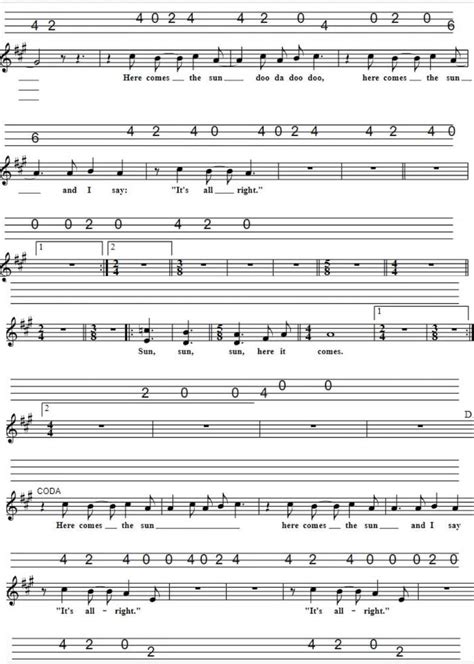 Guitar Chords Here Comes The Sun