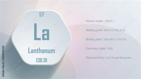 Modern Periodic Table Element Lanthanum 3d Vector Illustration Stock