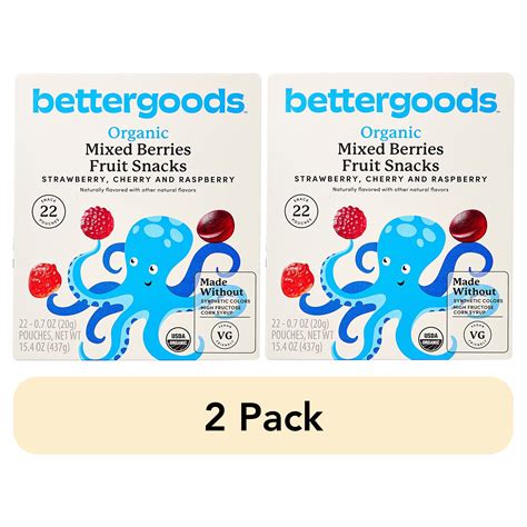 2 Pack Bettergoods Organic Mixed Berry Fruit Snacks 0 7 Oz 22 Count