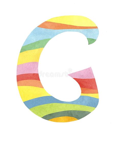The Letter J Is Striped Watercolor Illustration Poster Stock