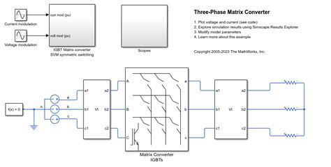 three phase matrix converter matlab and simulink